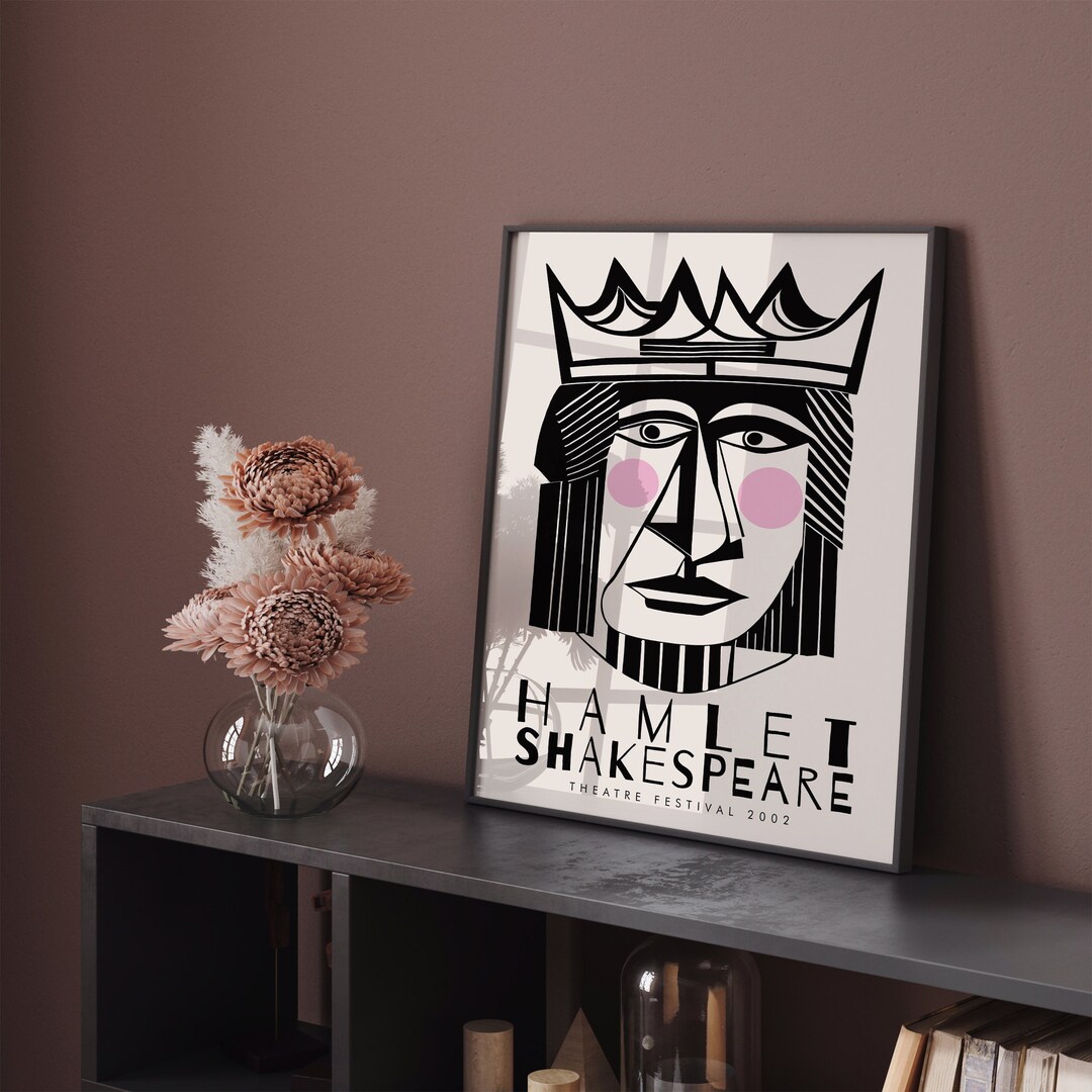 Hamlet Poster, William Shakespeare Print, Black and White Wall Art ...