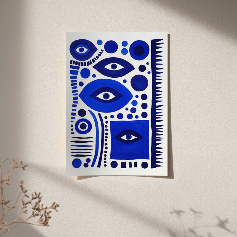 Abstract Blue Eyes Wall Art Poster, Modern Home Decor, Contemporary Eye ...