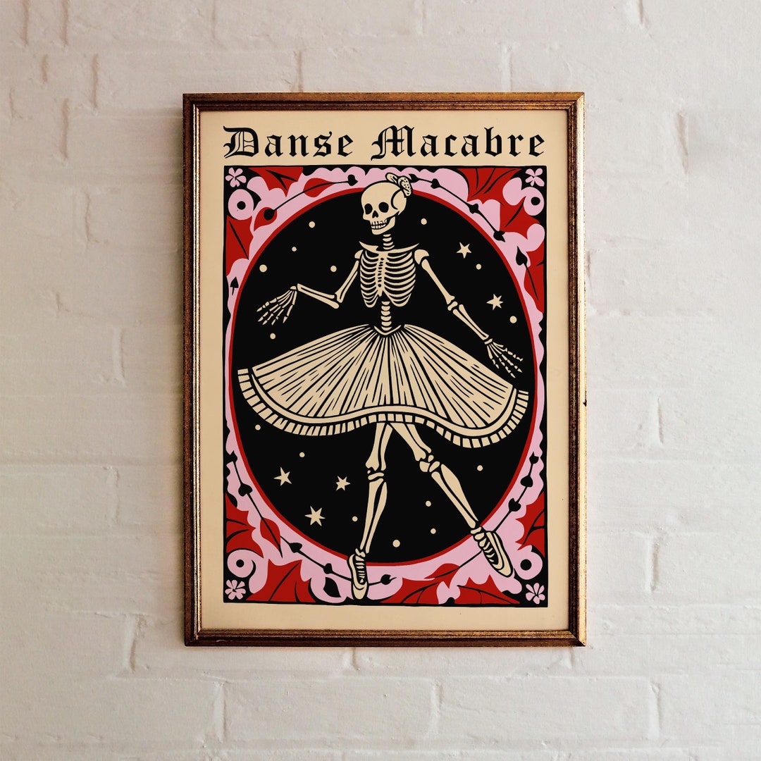 Danse Macabre Gothic Poster, Skeleton Ballet Art Print, Halloween Wall ...