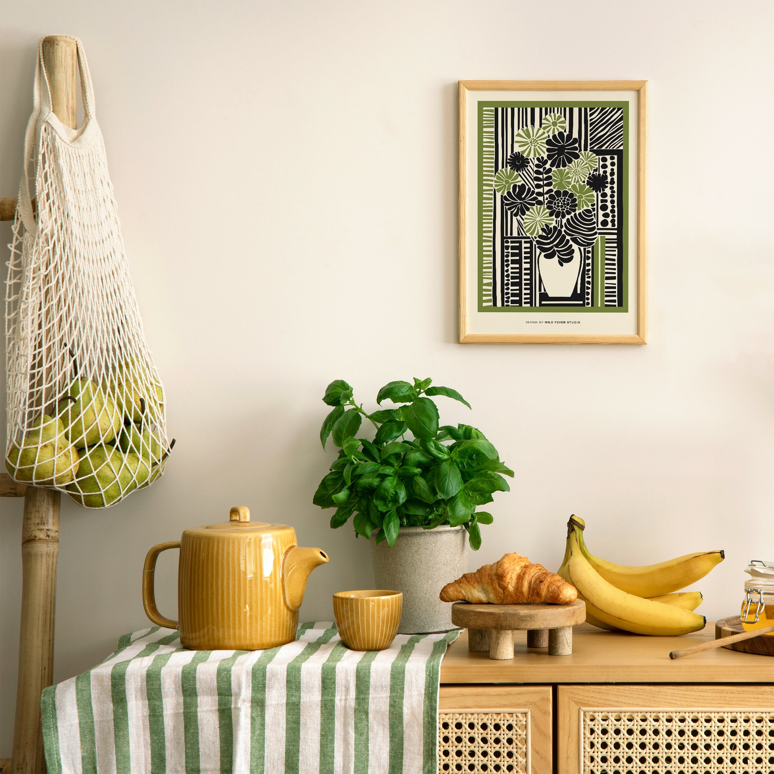 Flower Bouquet Poster, Vintage Floral Print, Kitchen Home Decor ...