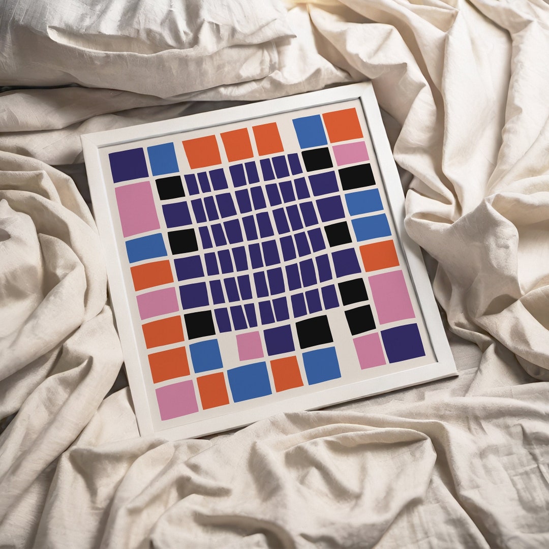 Mid Century Modern Square Art Print, Colorful Geometric Design, Retro ...