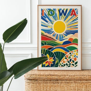 Iowa Travel Poster, Vintage Style Print, Home Wall Art, Retro Travel ...