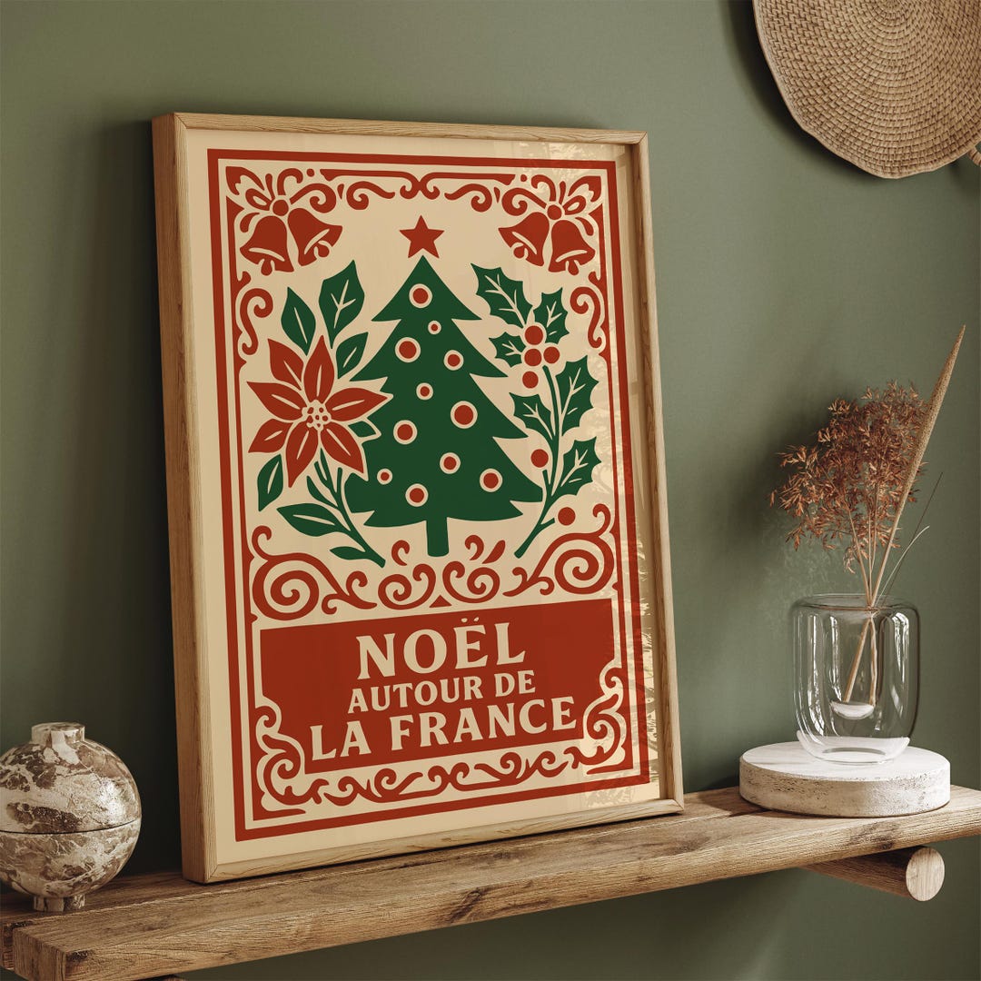 Noël Autour De La France Poster, French Christmas Travel Wall Art Print ...