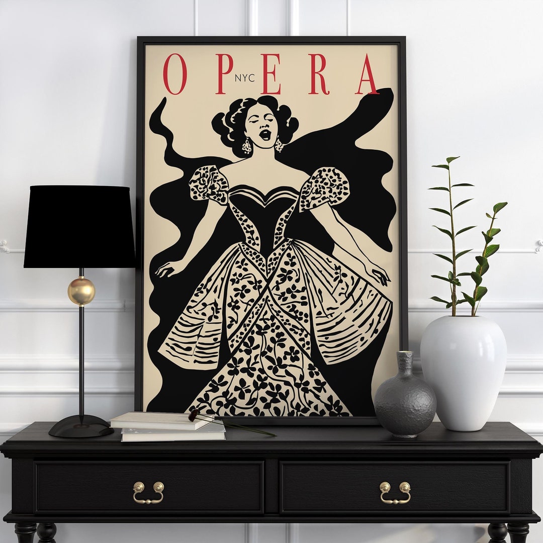 Opera Poster, Elegant Black and White Home Decor, Paris to NYC Opera ...