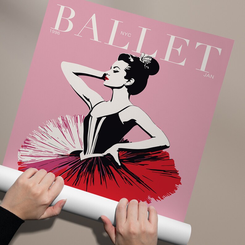 Pink Ballet Fashion Poster, Magazine Cover, Ballet Dance Wall Art ...
