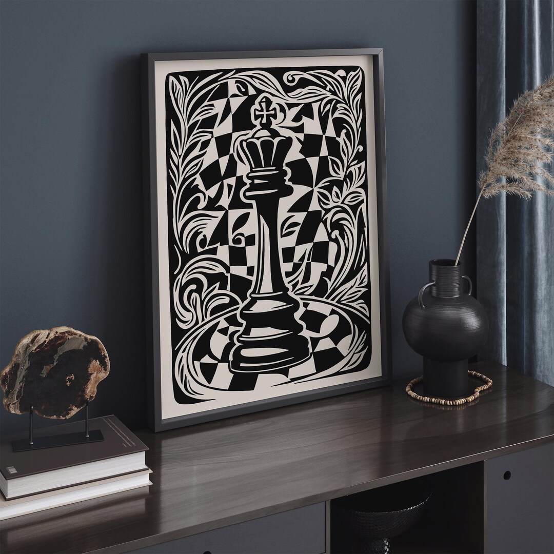 Black and White Chess Retro Poster, Vintage Chess Game Poster, Classic ...