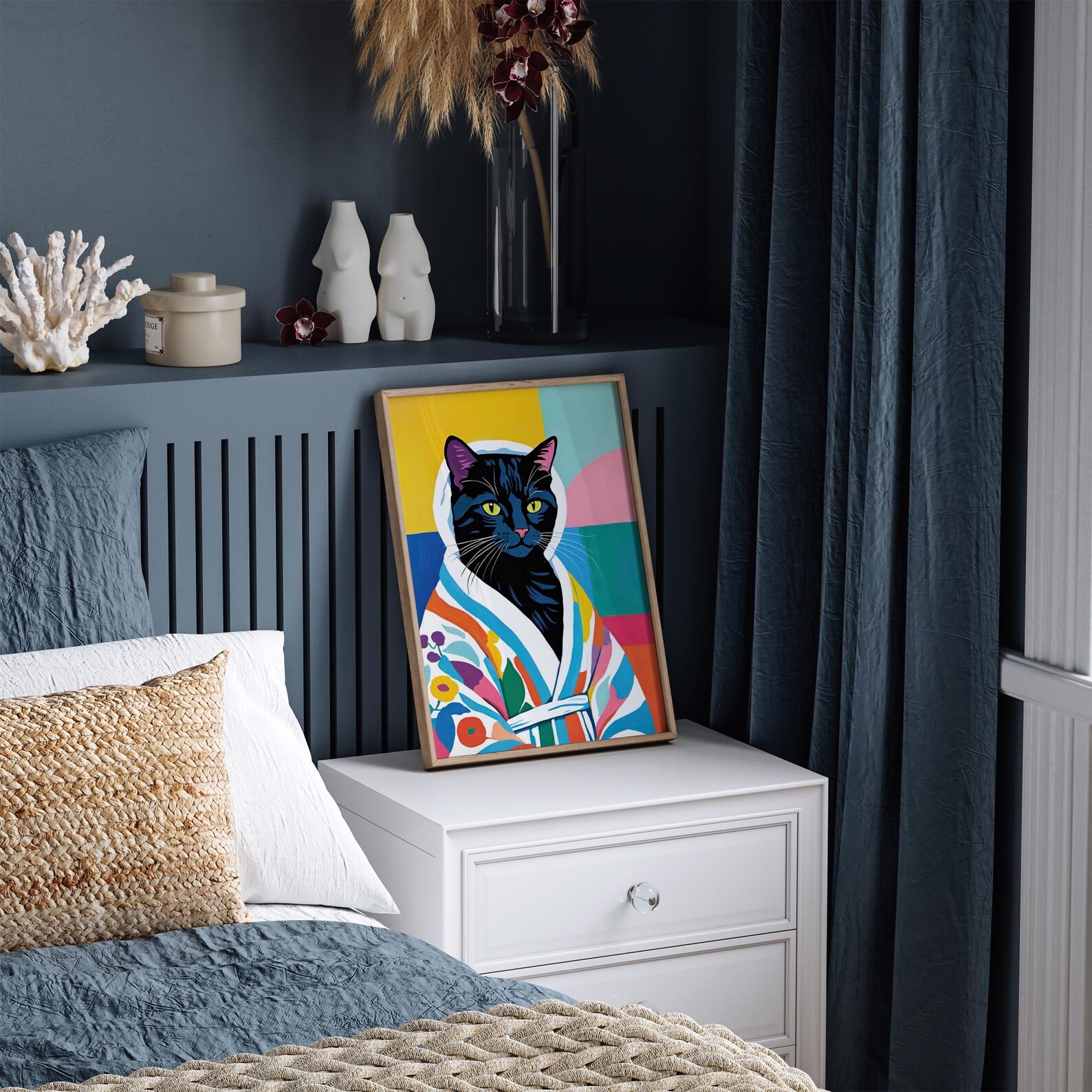 Colorful Cat Poster, Vibrant Cat in Robe, Modern Wall Art, Pop Art ...