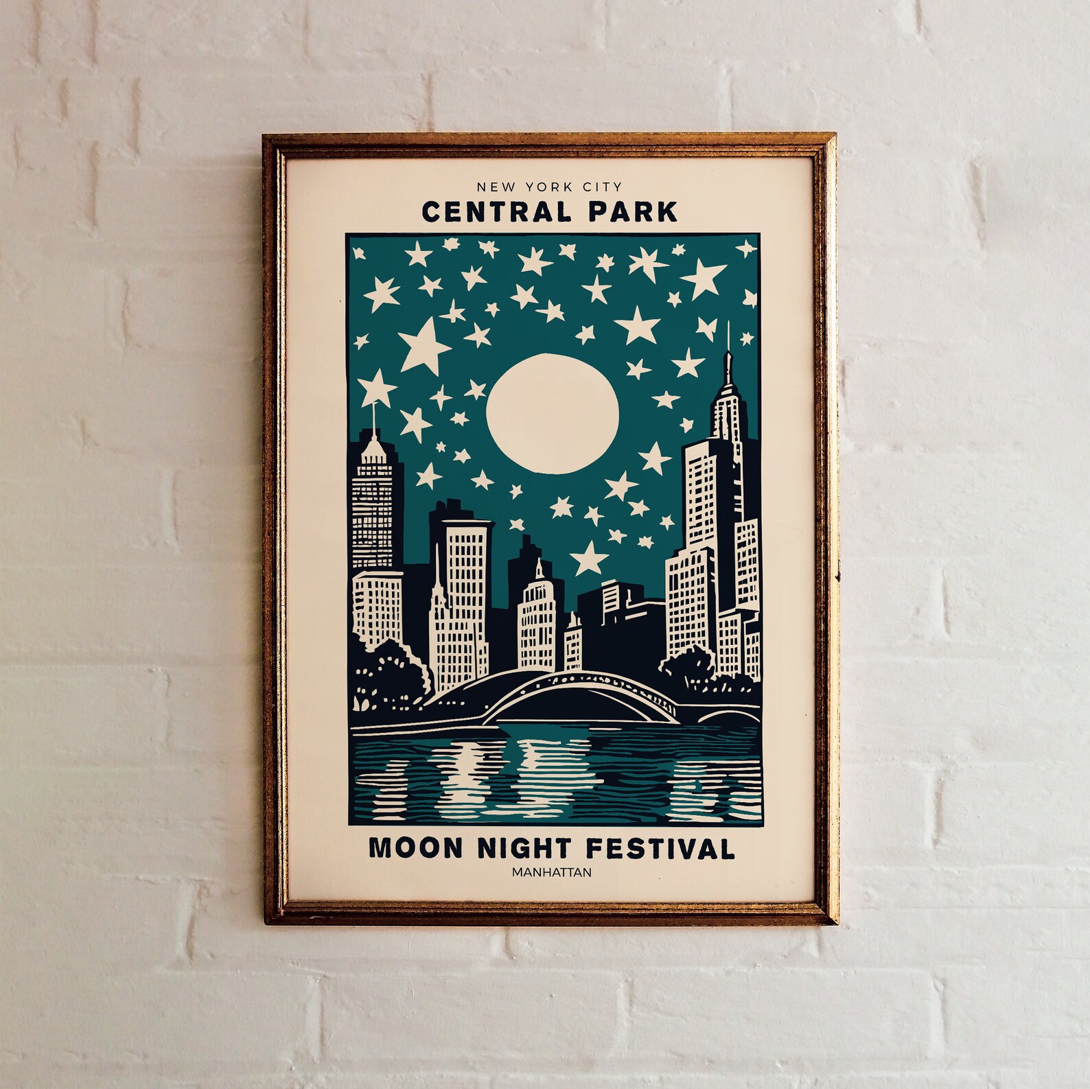 Manhattan Poster Moon Art Starfest Poster NYC New York - Etsy