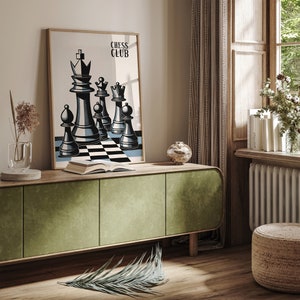 Vintage Chess Club Poster, Iconic Chess Pieces Wall Art, Perfect for ...