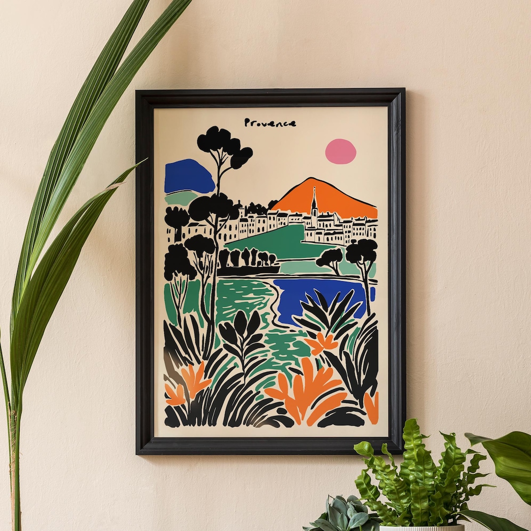 Provence French Countryside Art Print - Modern Botanical Landscape ...