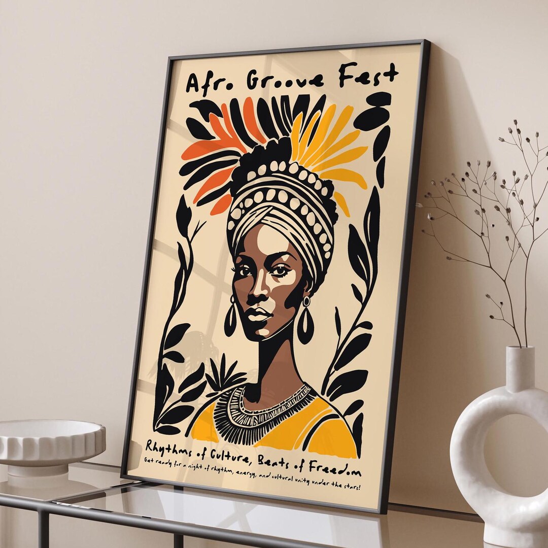 Afro Groove Fest Music Poster, Afrocentric Wall Art, Boho Festival ...