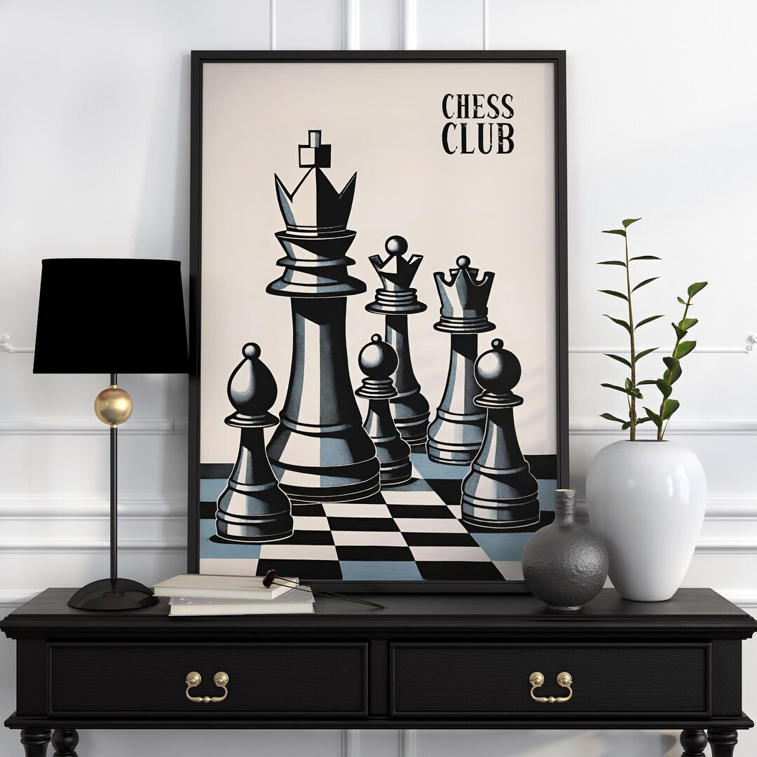Vintage Chess Club Poster, Iconic Chess Pieces Wall Art, Perfect for ...