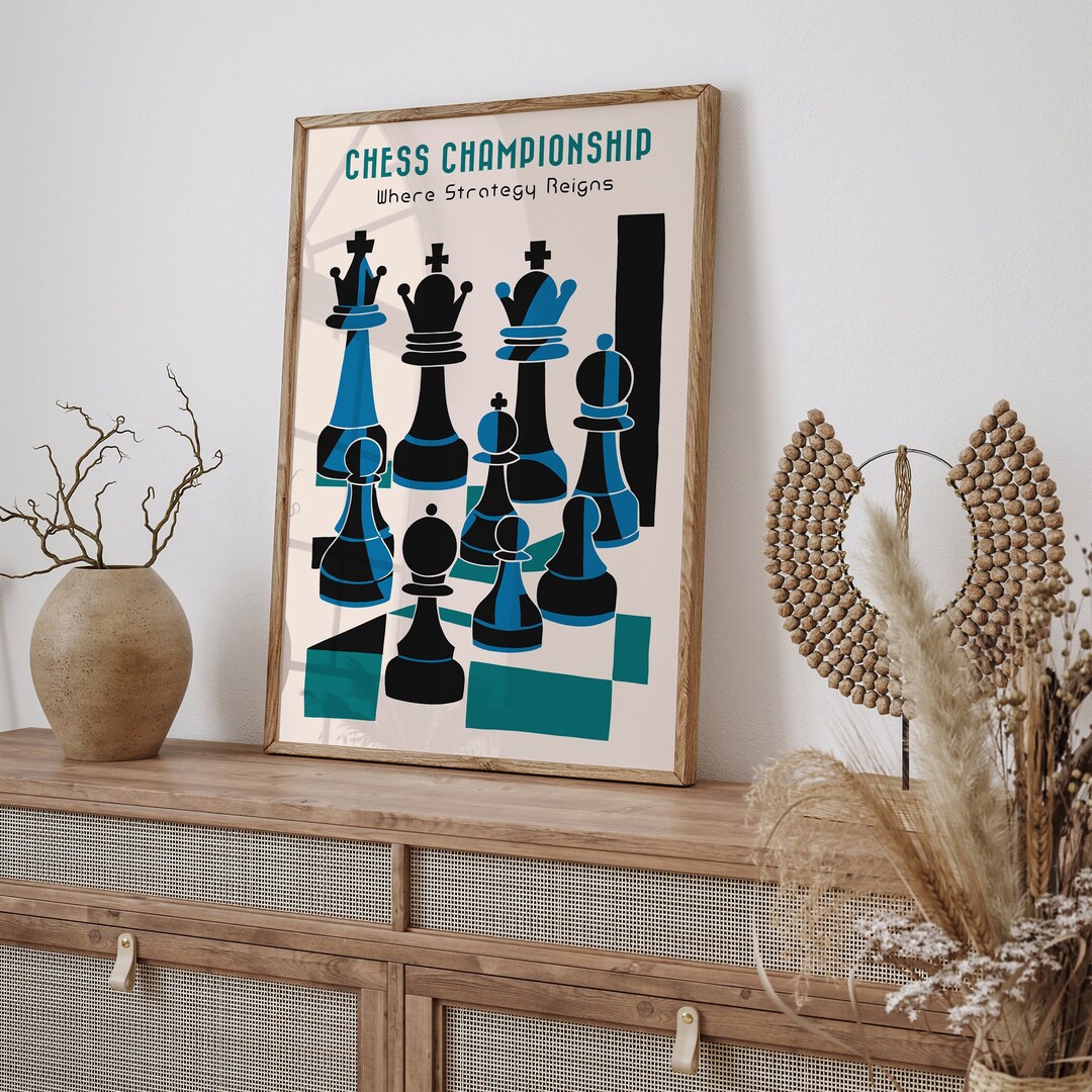 Vintage Chess Championship Poster, Mid-century Modern Wall Art ...