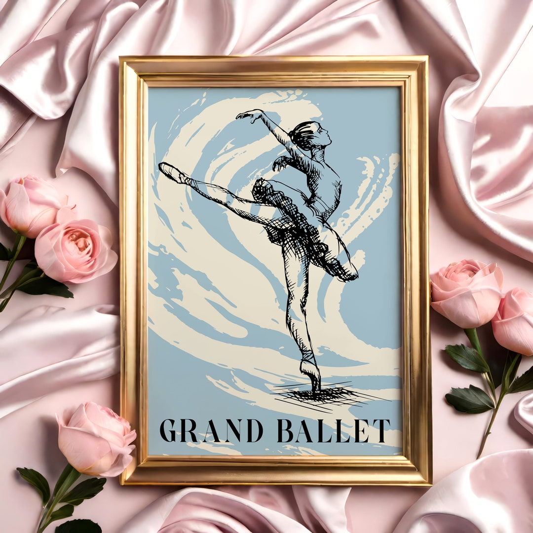 Blue Grand Ballet Poster, Ballet Dance Vintage Giclee Reproduction ...
