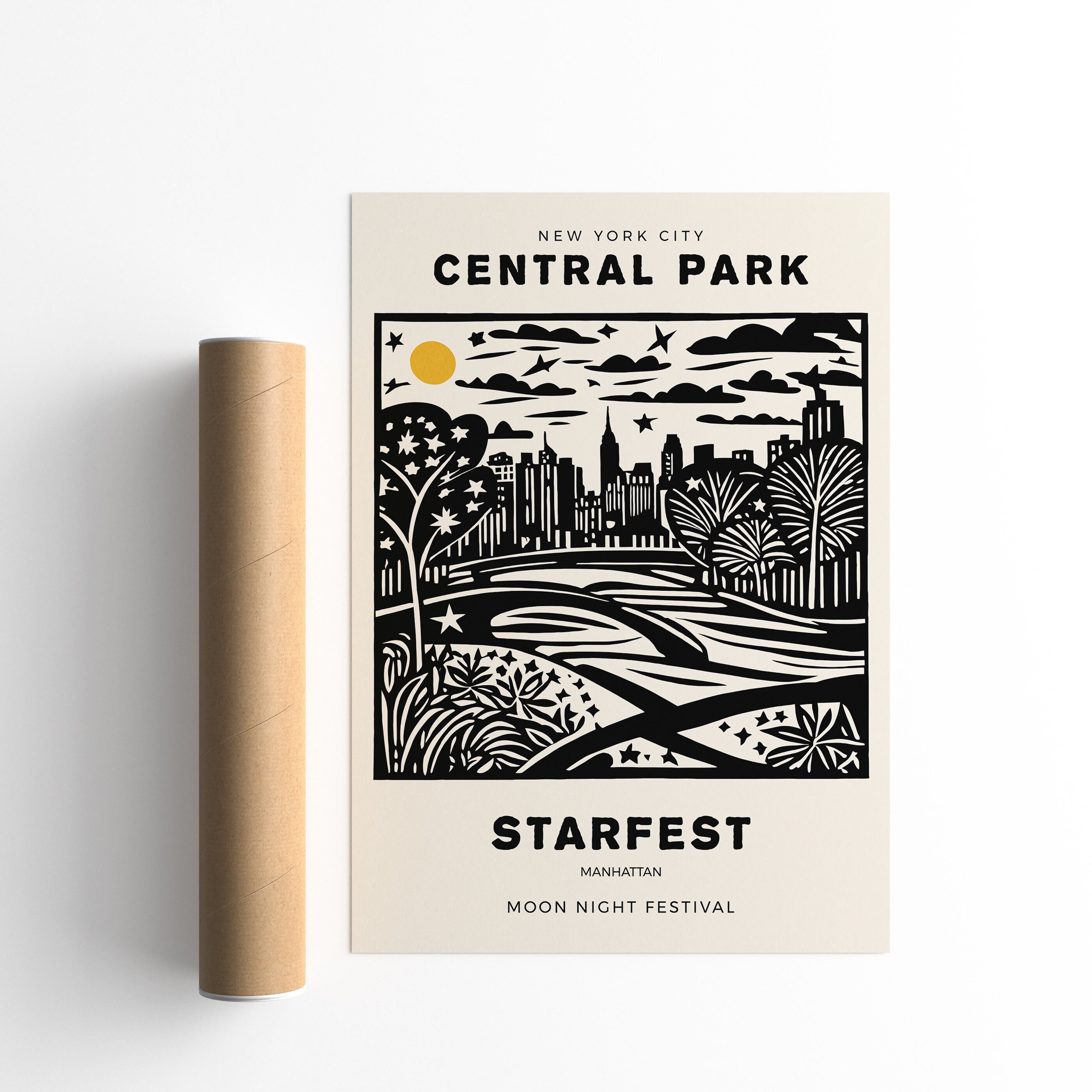 Central Park Poster, Starfest Event Art, Night Sky Decor, New York City ...
