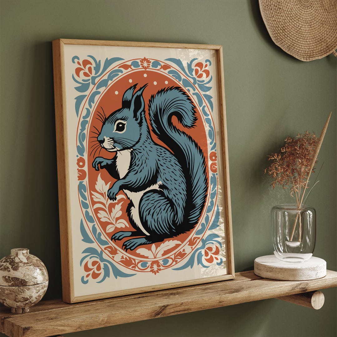 Rococo Squirrel Art Print | Vintage Woodland Animal Poster | Elegant ...