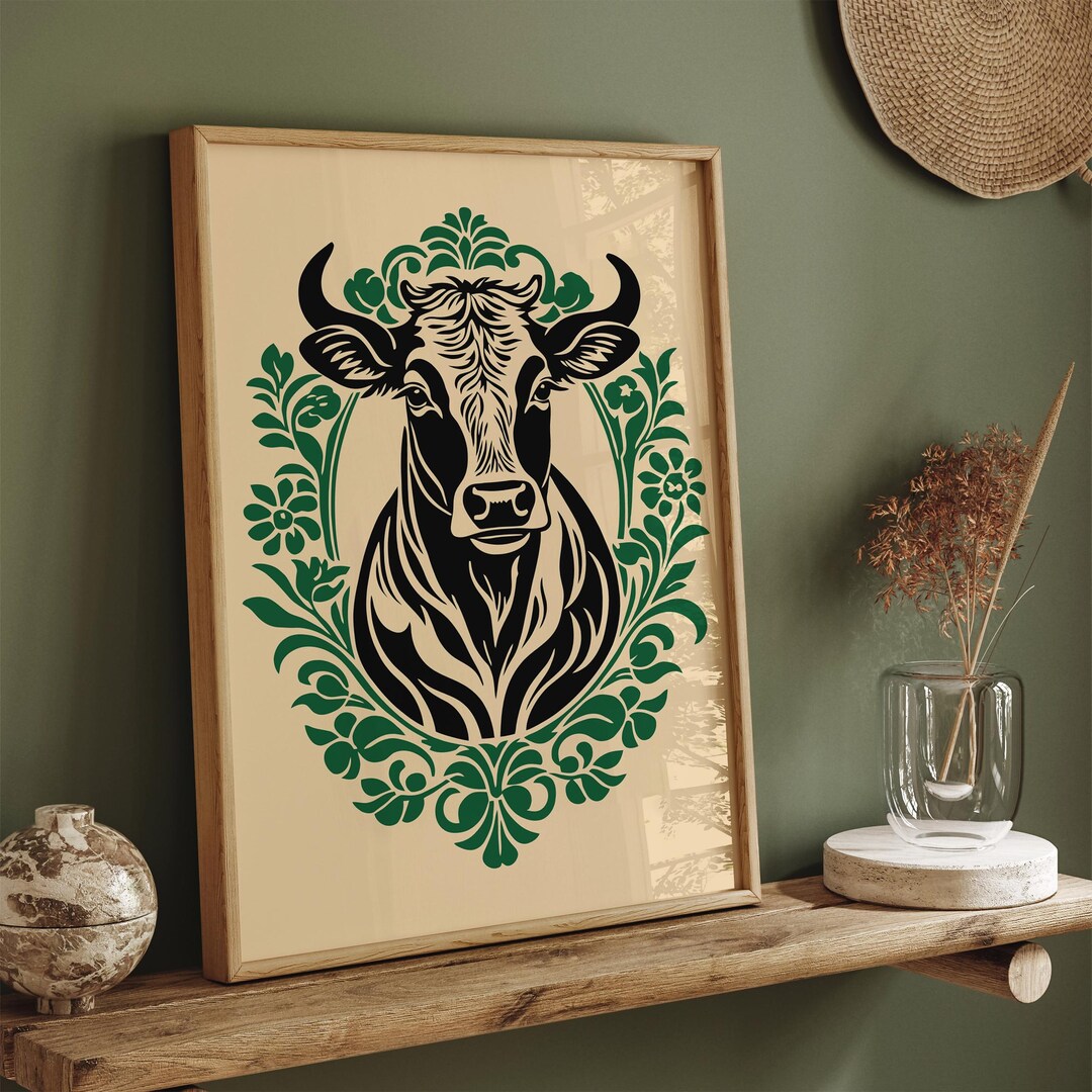 Victorian Cow Portrait Print: Farmhouse Kitchen Wall Art - Etsy