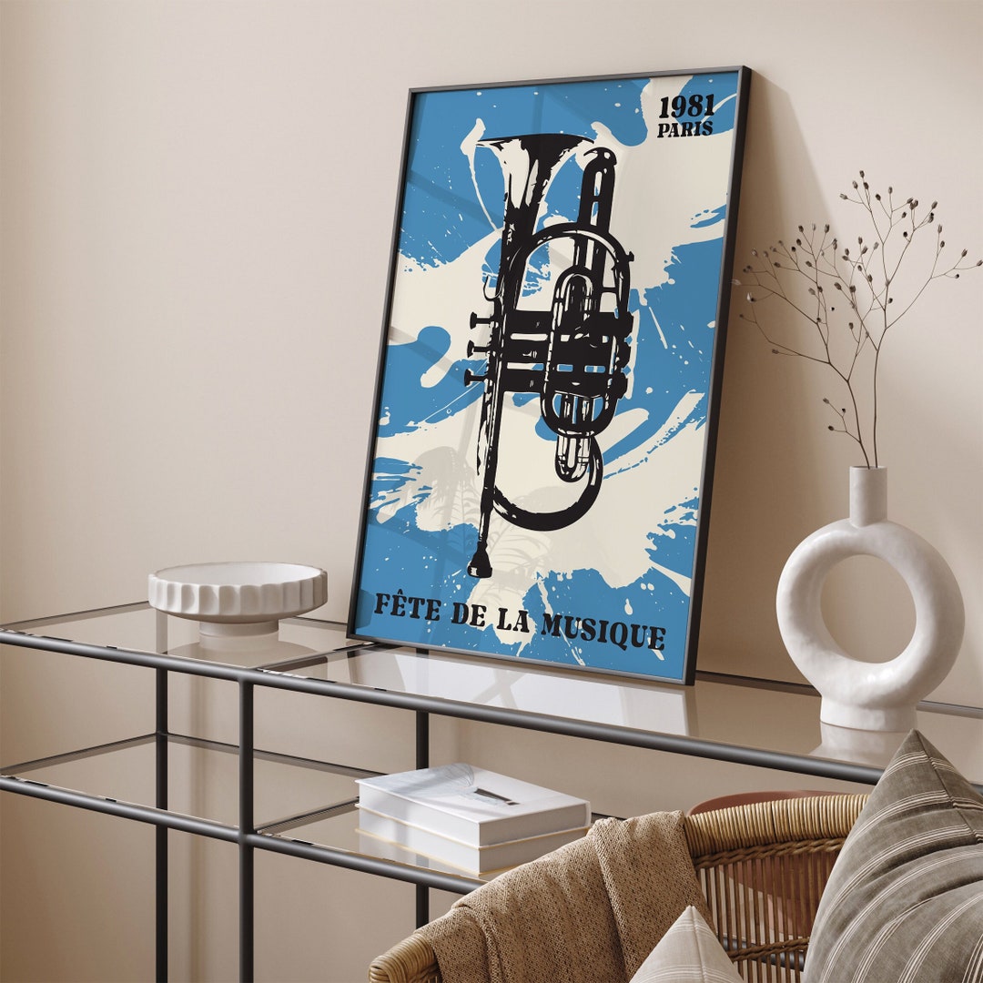 1981 Paris Fête De La Musique Poster, Vintage Trumpet Illustration ...