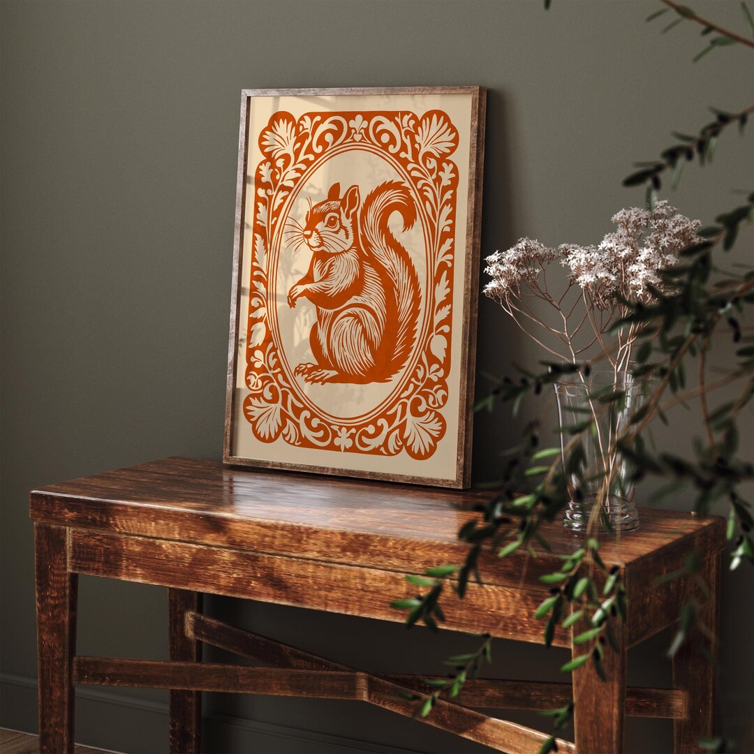 Squirrel Rococo Vintage Style Poster, Elegant Nature Art Print, Classic ...