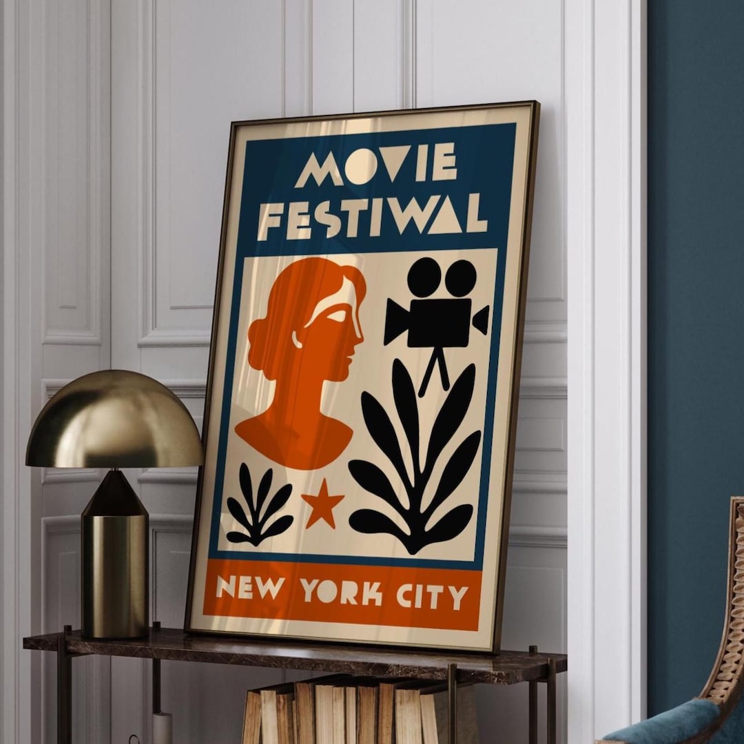 Art Deco Movie Festival Poster, New York City Film Event Wall Art ...