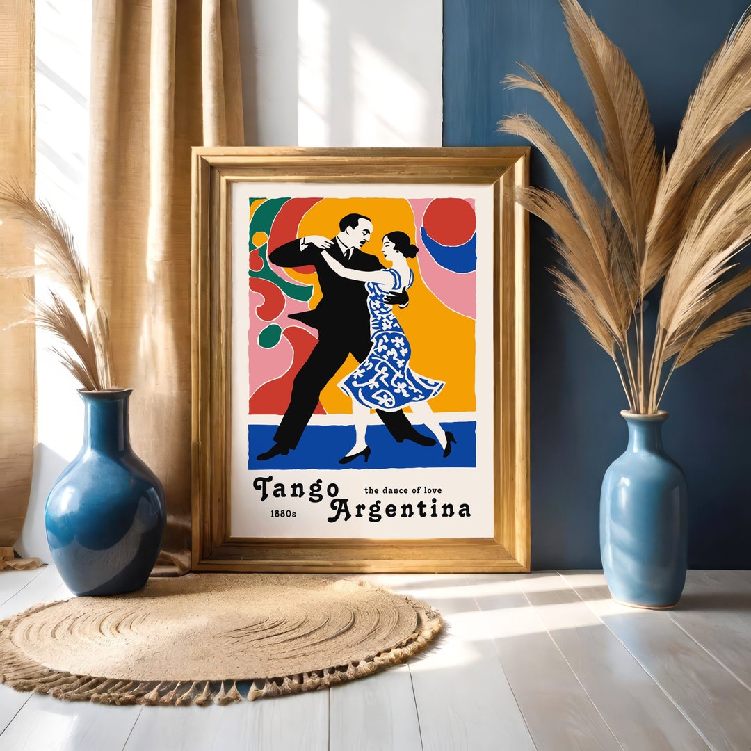 Tango Argentina Poster - the Dance of Love, Colorful Retro Style Wall ...