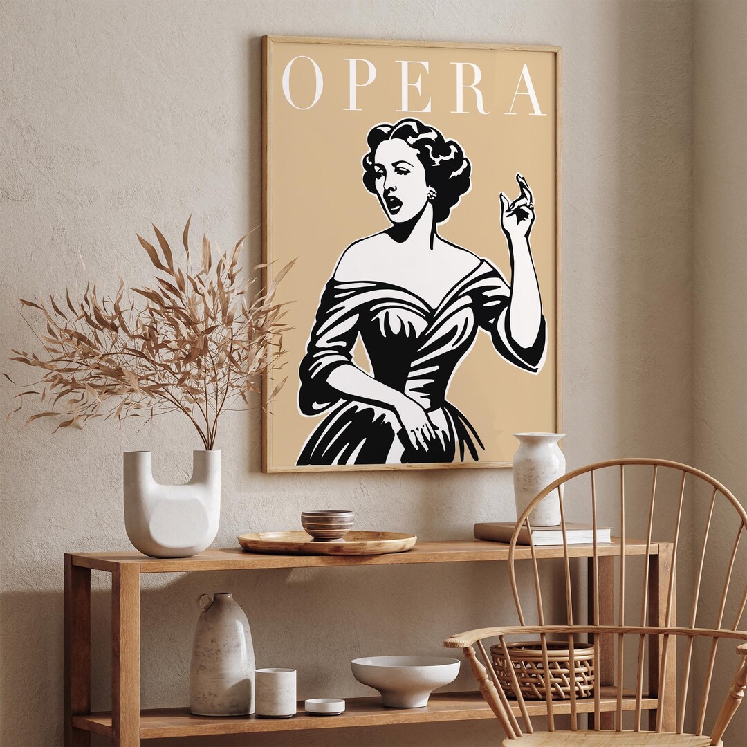 Opera Poster, Elegant Beige Classic Artwork, Paris to NYC Opera Event ...