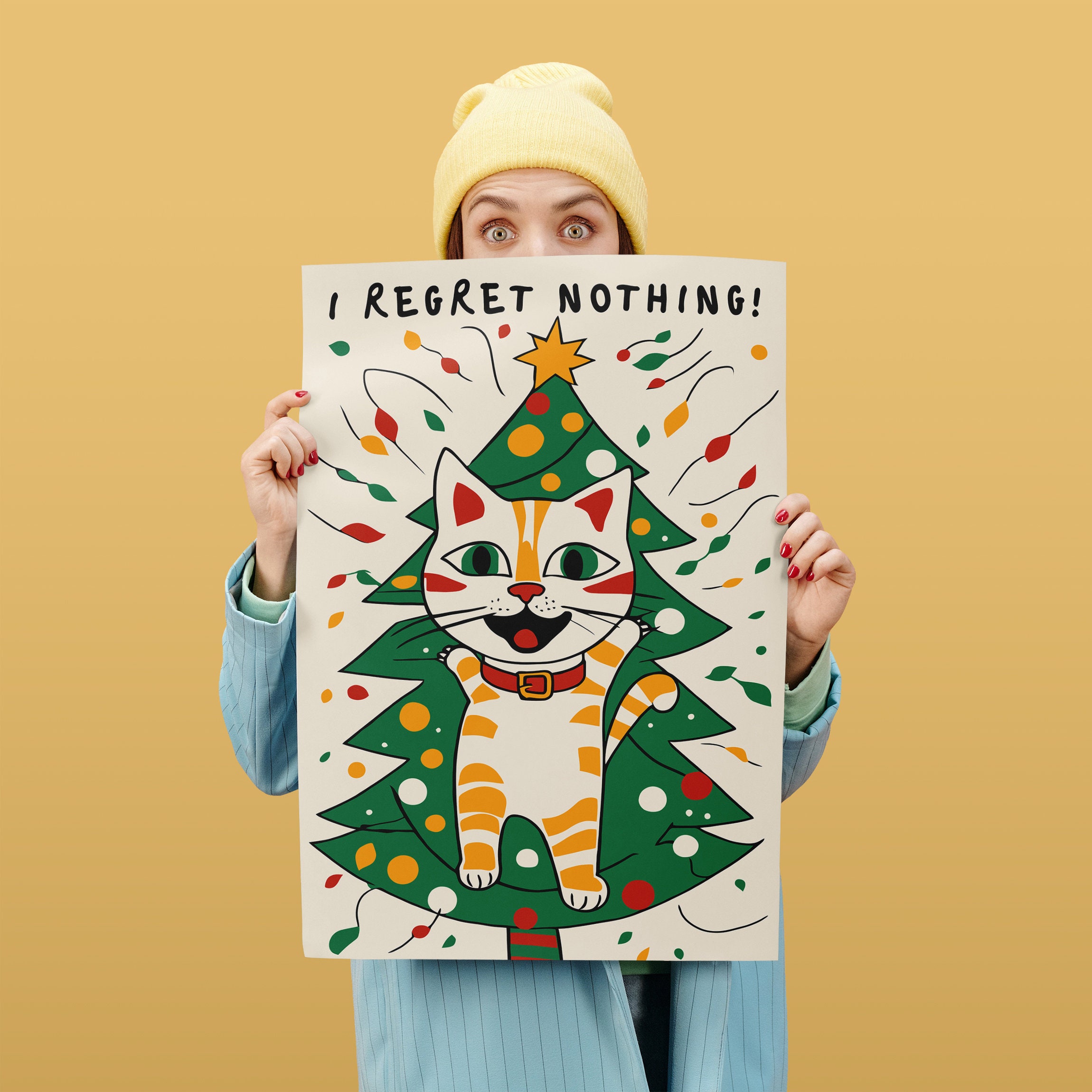 I Regret Nothing Funny Cat Poster, Nursery Room Decor, Kids Wall Decor ...