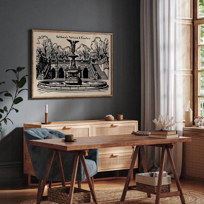 Bethesda Fountain Central Park Poster | NYC Landmark Wall Art | New ...
