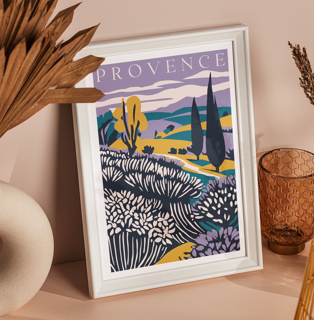 Provence Poster, Landscape Illustration, French Print, Travel Poster ...