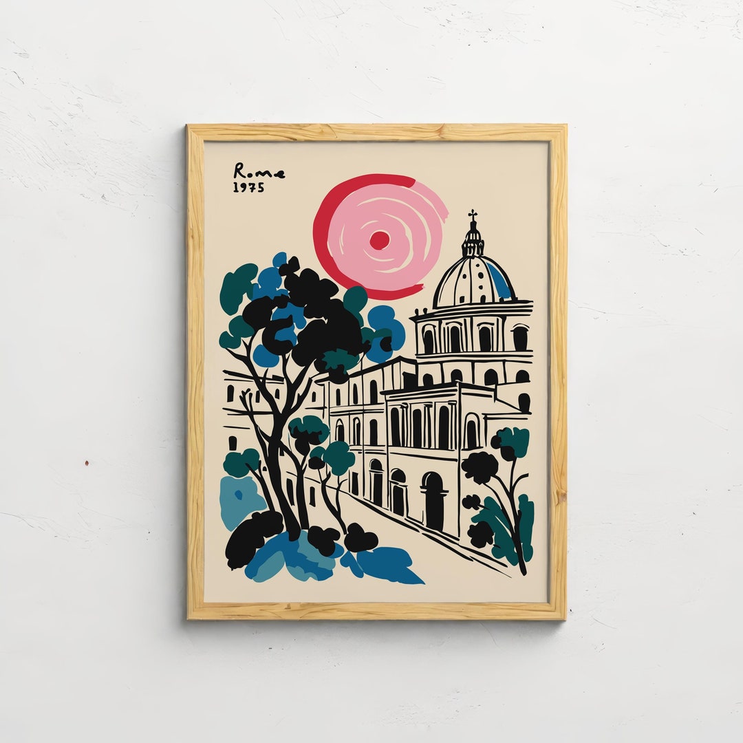 Rome Vintage Dome Poster: Mid-century Modern Italian Cityscape Art ...