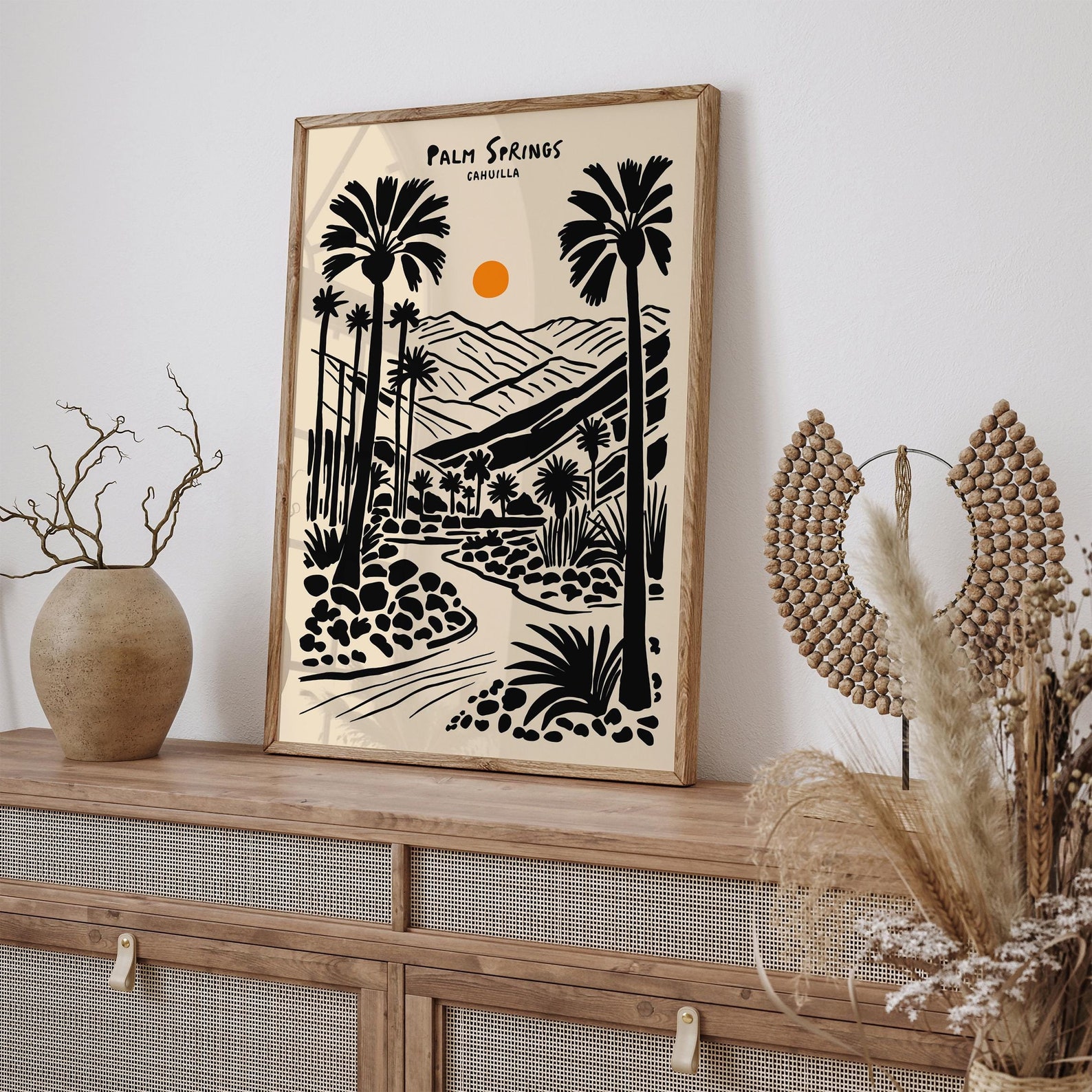 Palm Springs Art Print: Retro Desert Sunset, Minimalist Boho Decor - Etsy
