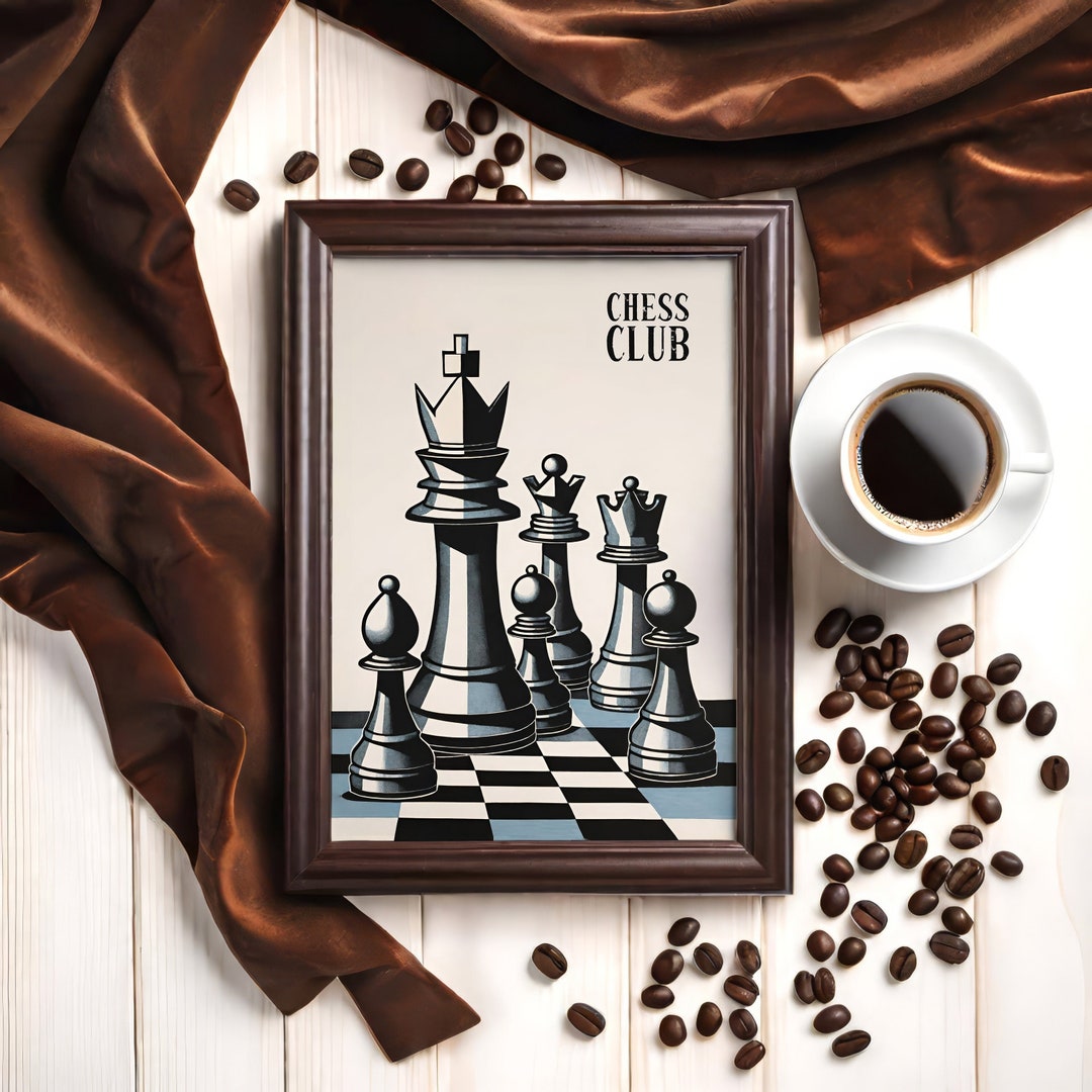 Vintage Chess Club Poster, Iconic Chess Pieces Wall Art, Perfect for ...