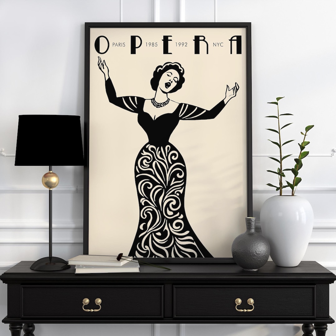 Opera Music Poster, Elegant Luxury Home Decor, Paris to NYC Opera Event ...