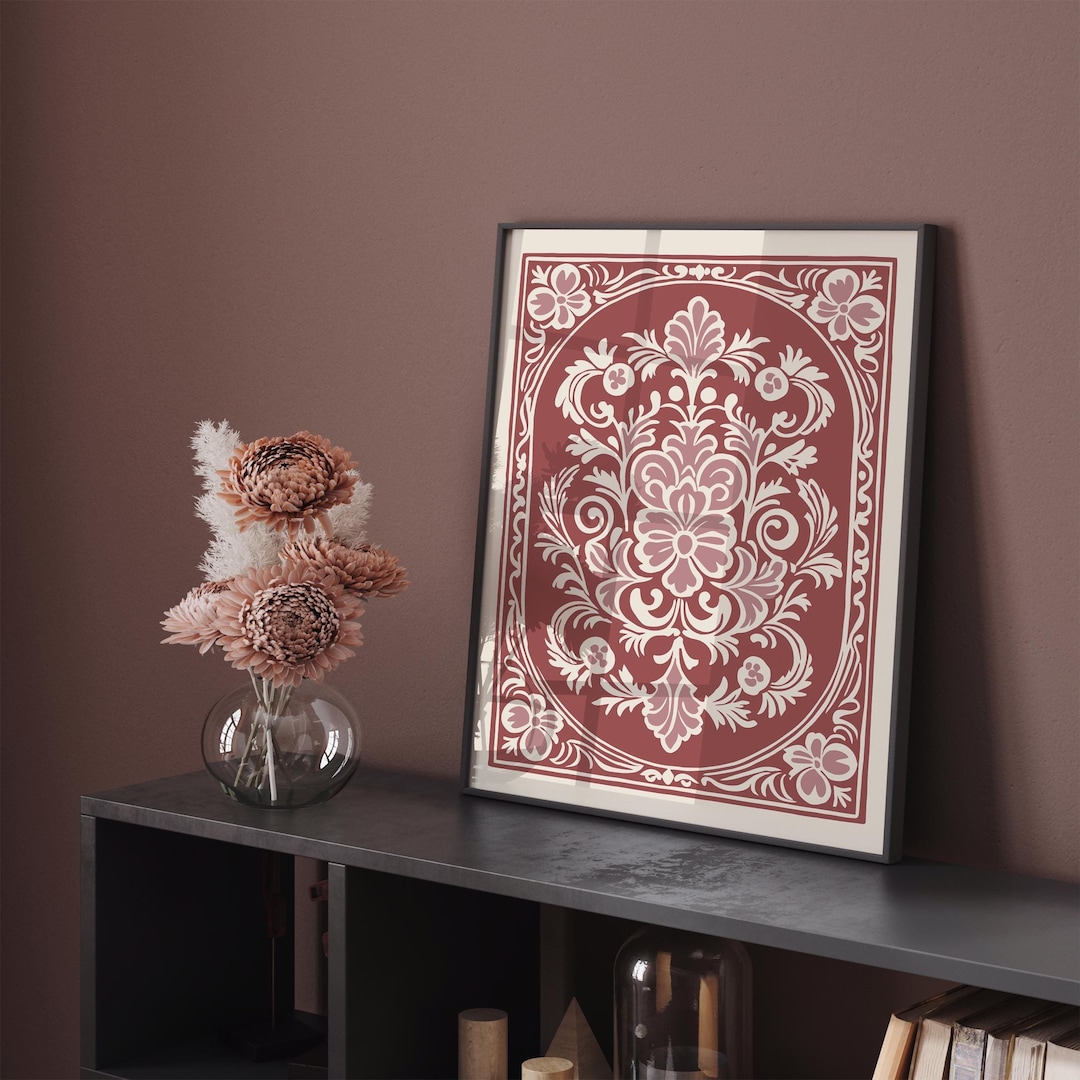 Rococo Revival Botanical Pink Art Print – Elegant Floral Wall Decor ...