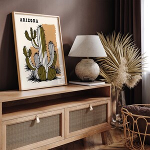 Arizona Cactus Poster, Retro Desert Art Print, Vintage Southwestern ...