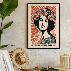 World Music Day Poster, Music Prints, Concert Art Print, Giclee ...