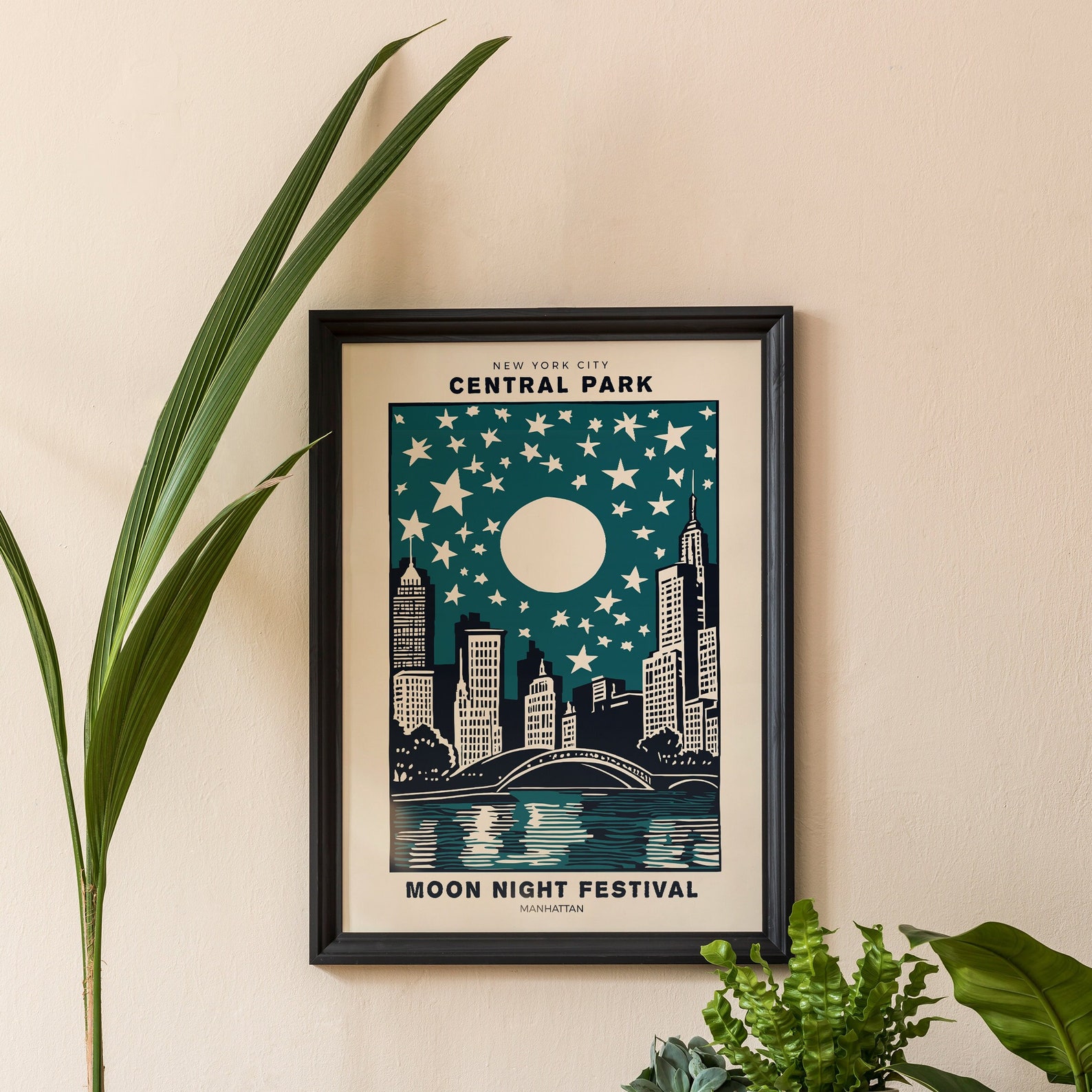 Manhattan Poster Moon Art Starfest Poster NYC New York - Etsy