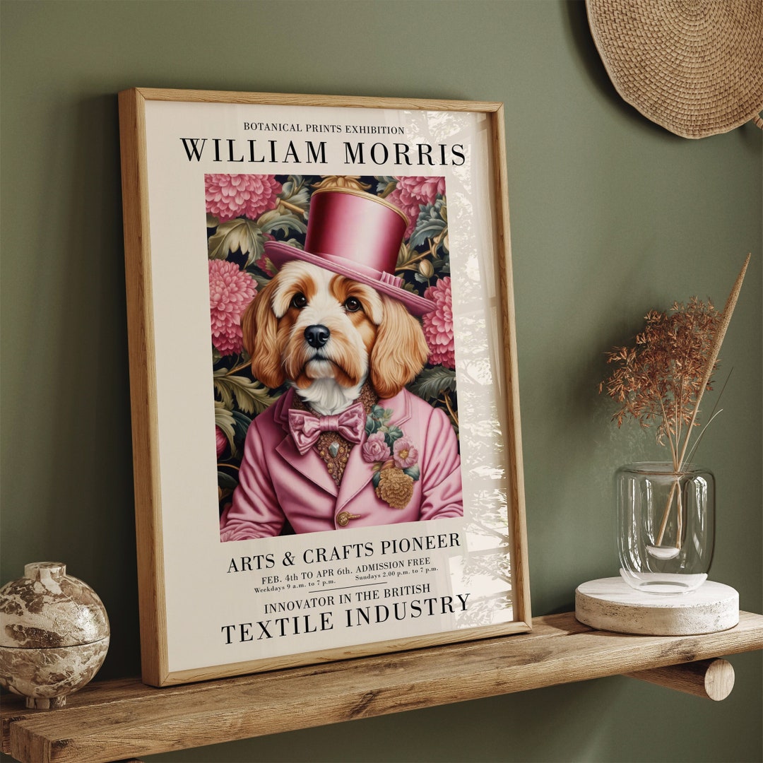 Victorian Elegance, William Morris Dog Print, Exhibition Poster, Arts ...