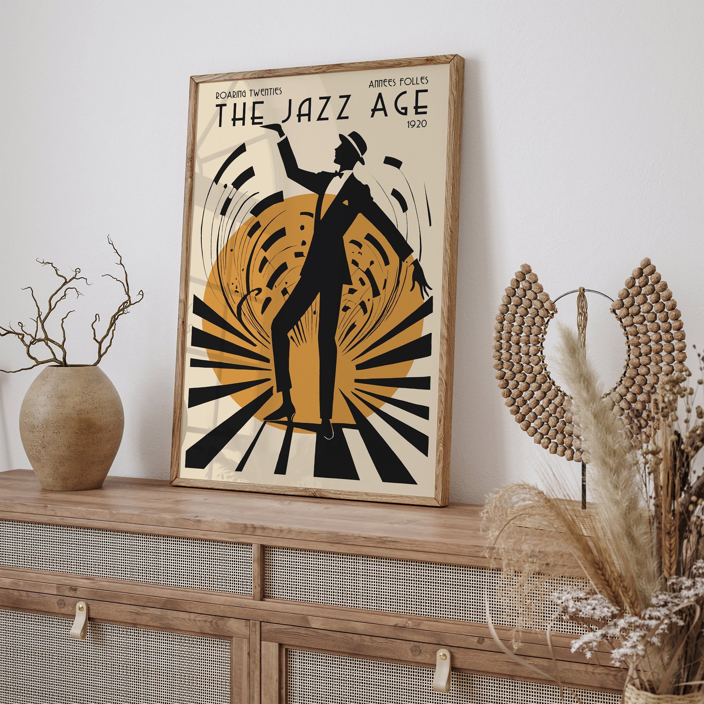 1920s Jazz Posters Flapper Sits On Throne Holding Scepter Surrounded