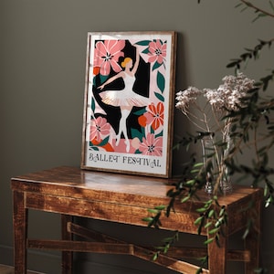 Ballet Dance Festival Poster, Beautiful Ballerina, Vibrant Floral ...
