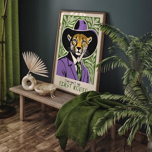 Retro Leopard Cowboy Poster, Western Style Animal Art Print, Country ...