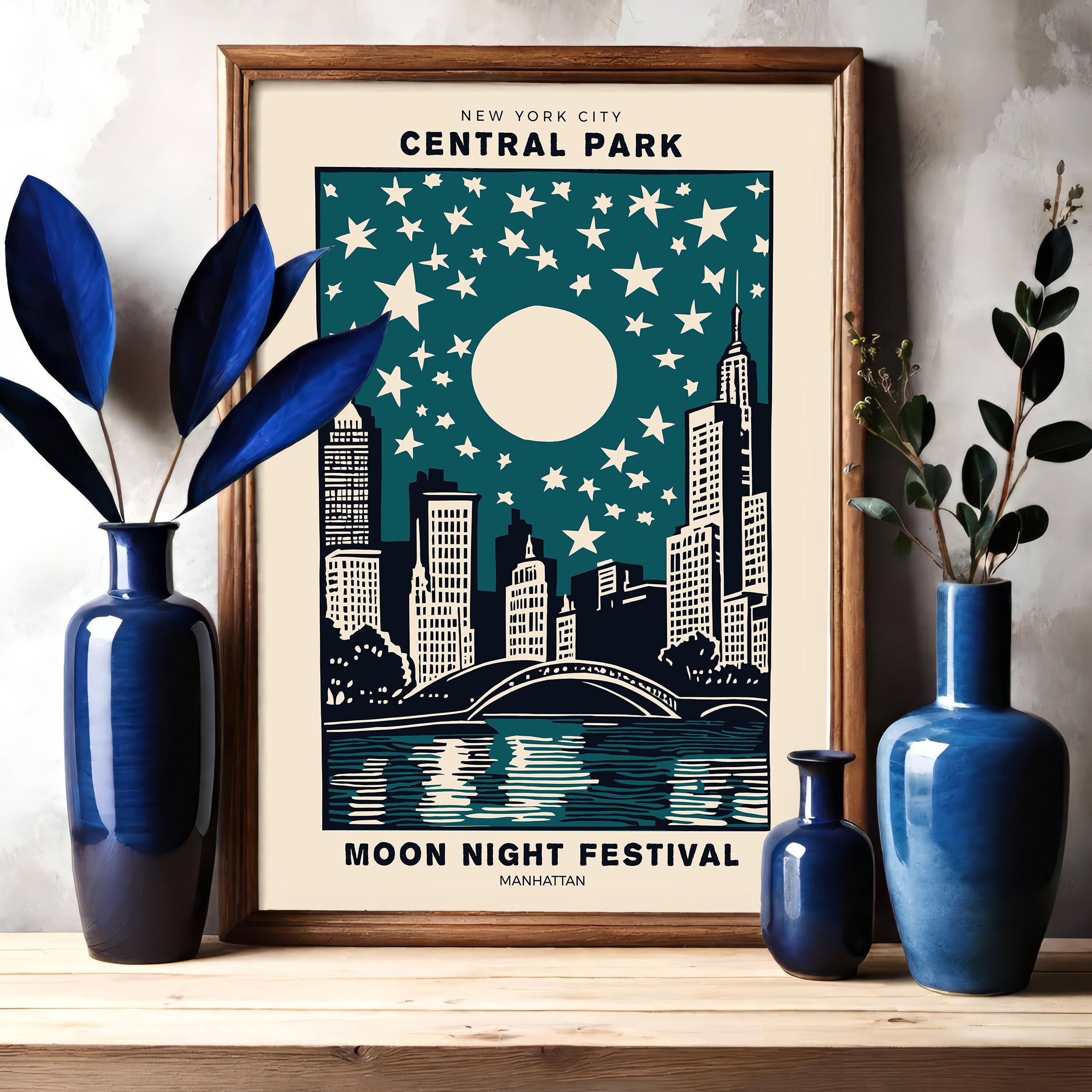 Manhattan Poster, Moon Art, Starfest Poster, NYC, New York Poster ...