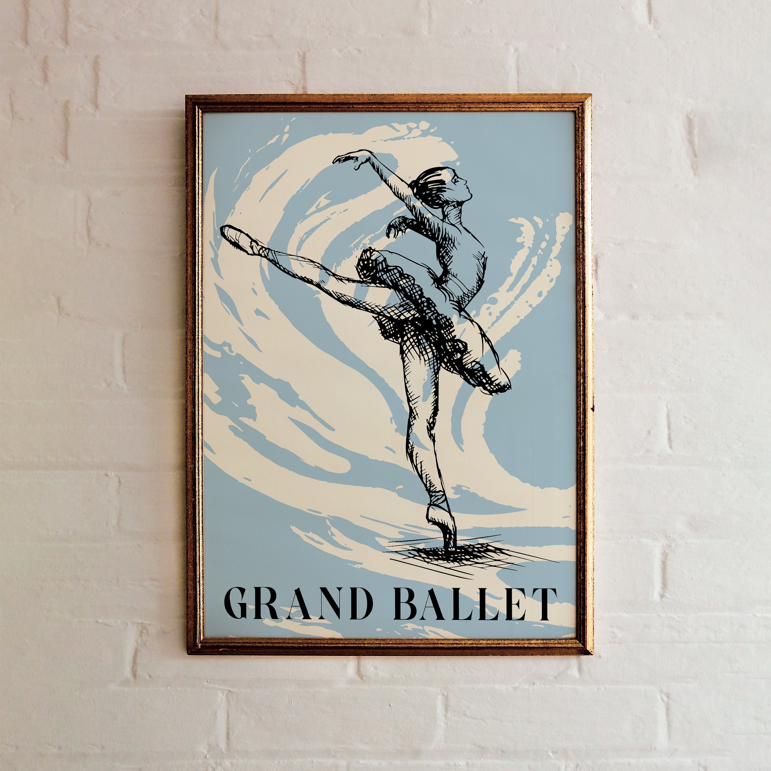 Blue Grand Ballet Poster, Ballet Dance Vintage Giclee Reproduction ...
