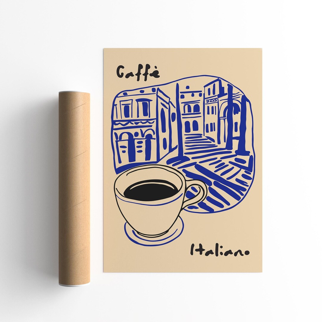 Caffe Italiano Poster, Drink Retro Print, Coffee Lovers Poster, Vintage ...