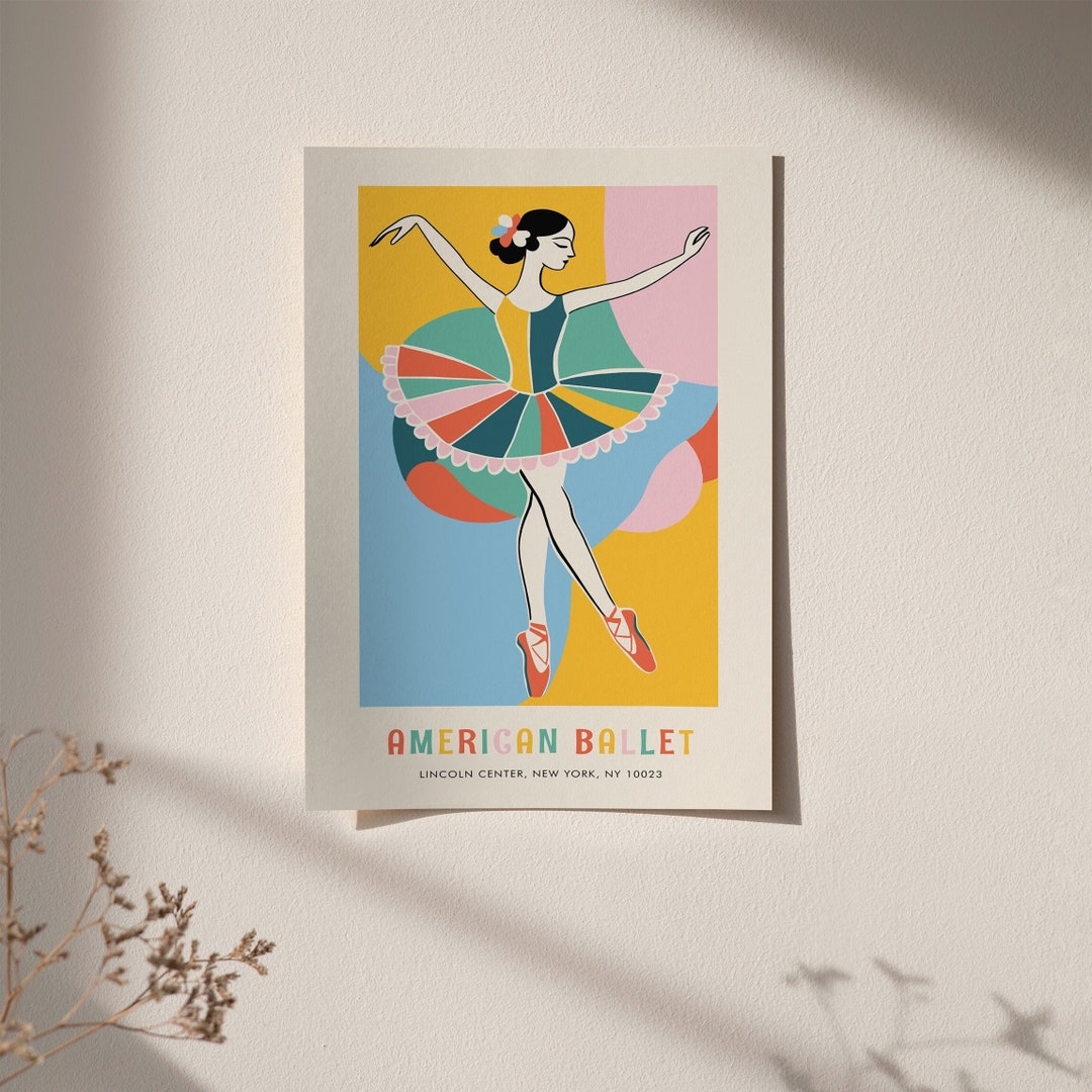 Graceful Ballet Art, Ballerina Poster, Colorful Music Prints, American ...
