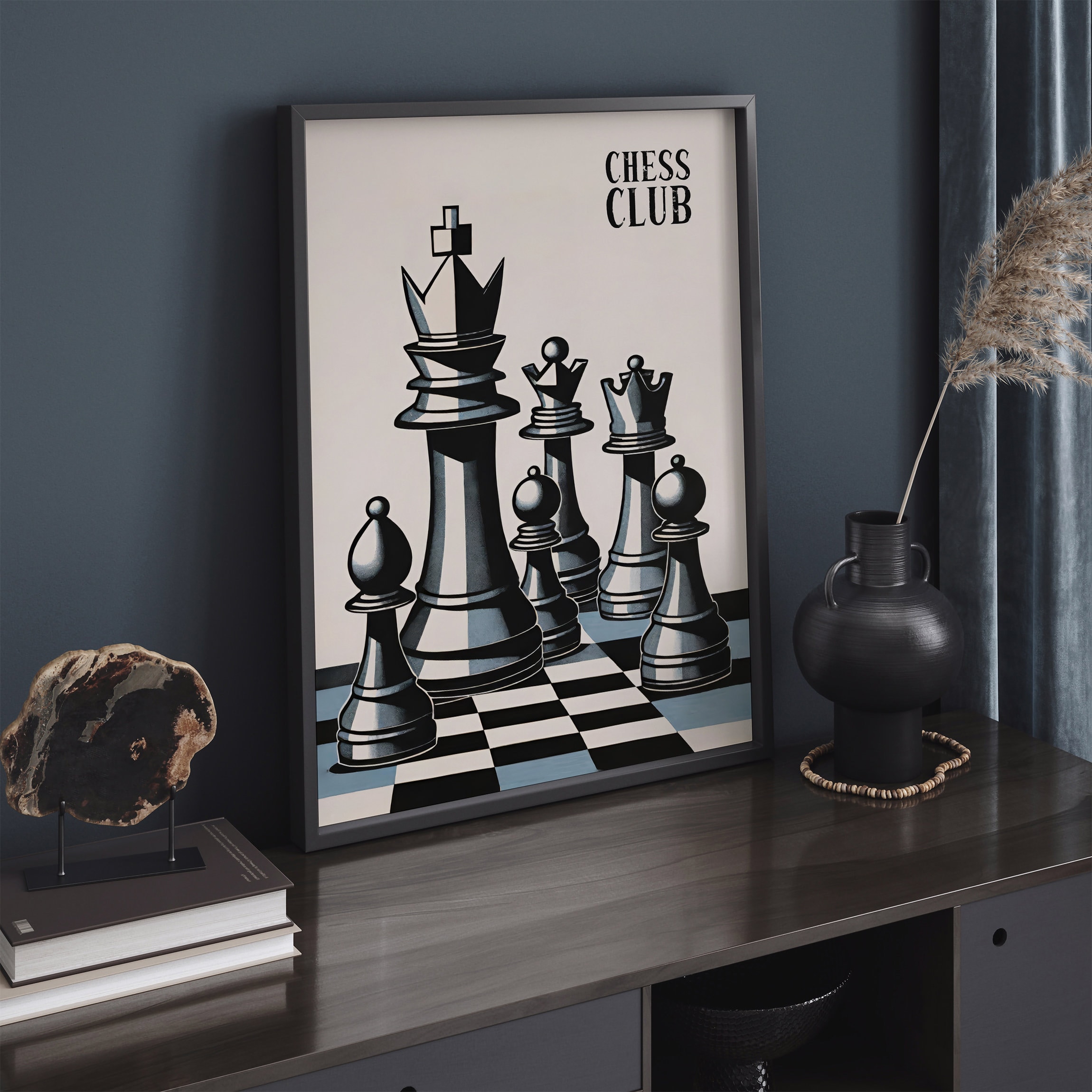 Vintage Chess Club Poster, Iconic Chess Pieces Wall Art, Perfect for ...