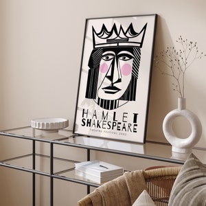 Hamlet Poster, William Shakespeare Print, Black and White Wall Art ...