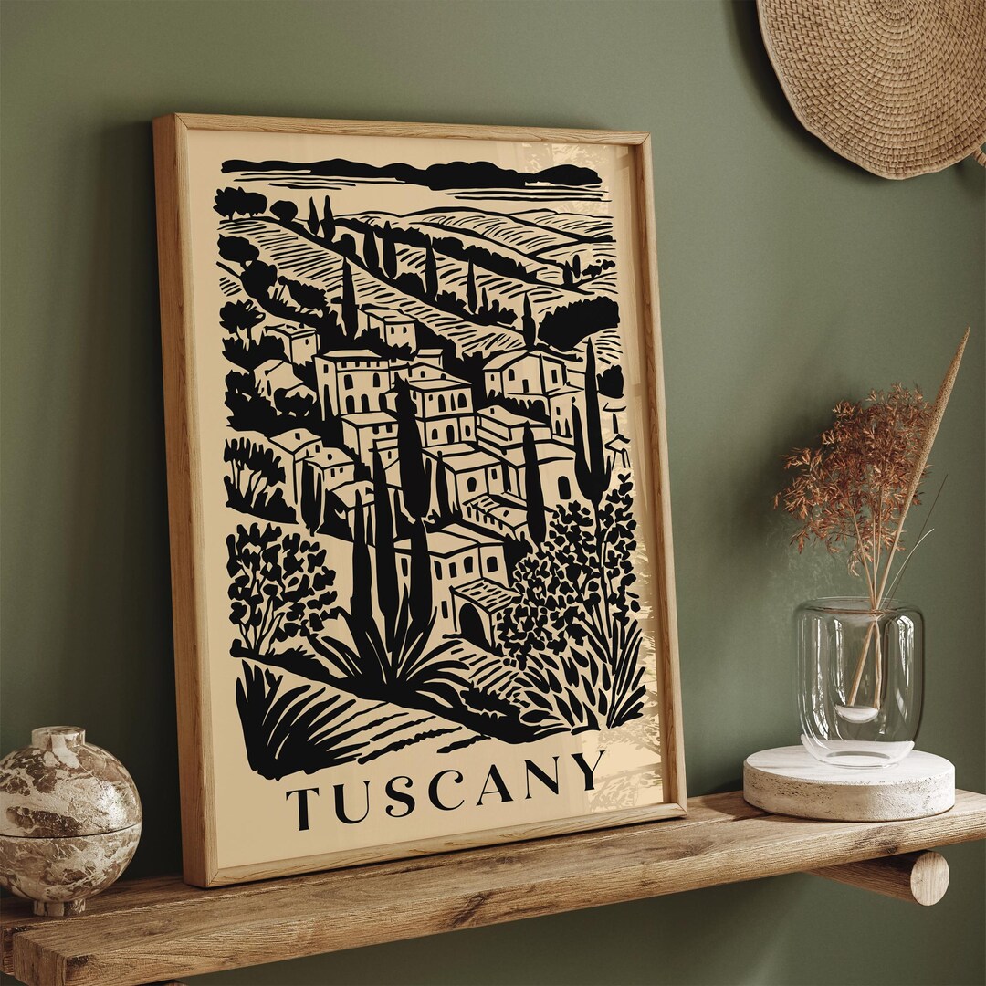 Tuscany Landscape Art Print: Rustic Italian Travel Poster - Etsy