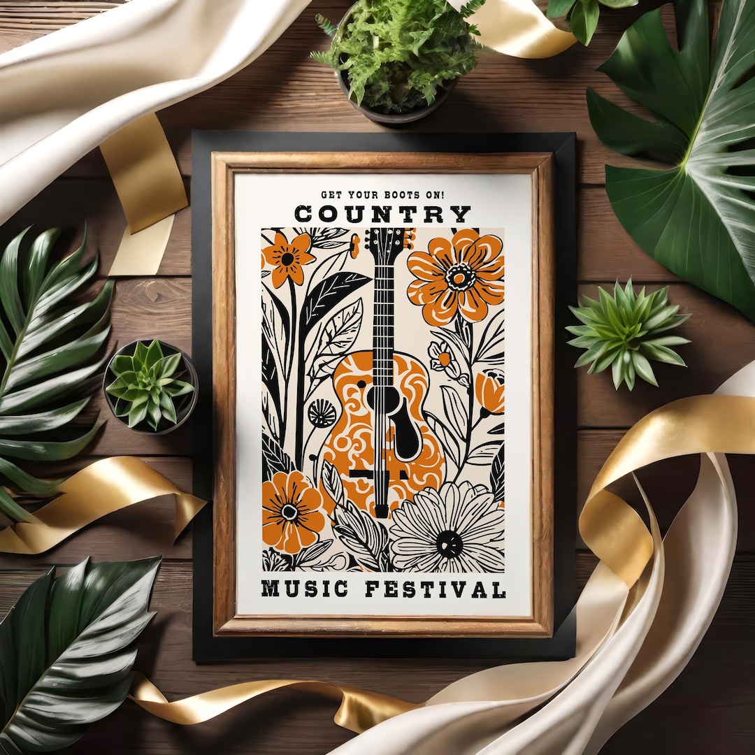 Country Music Poster, Vintage Music Poster, Western Wall Art, Nashville ...