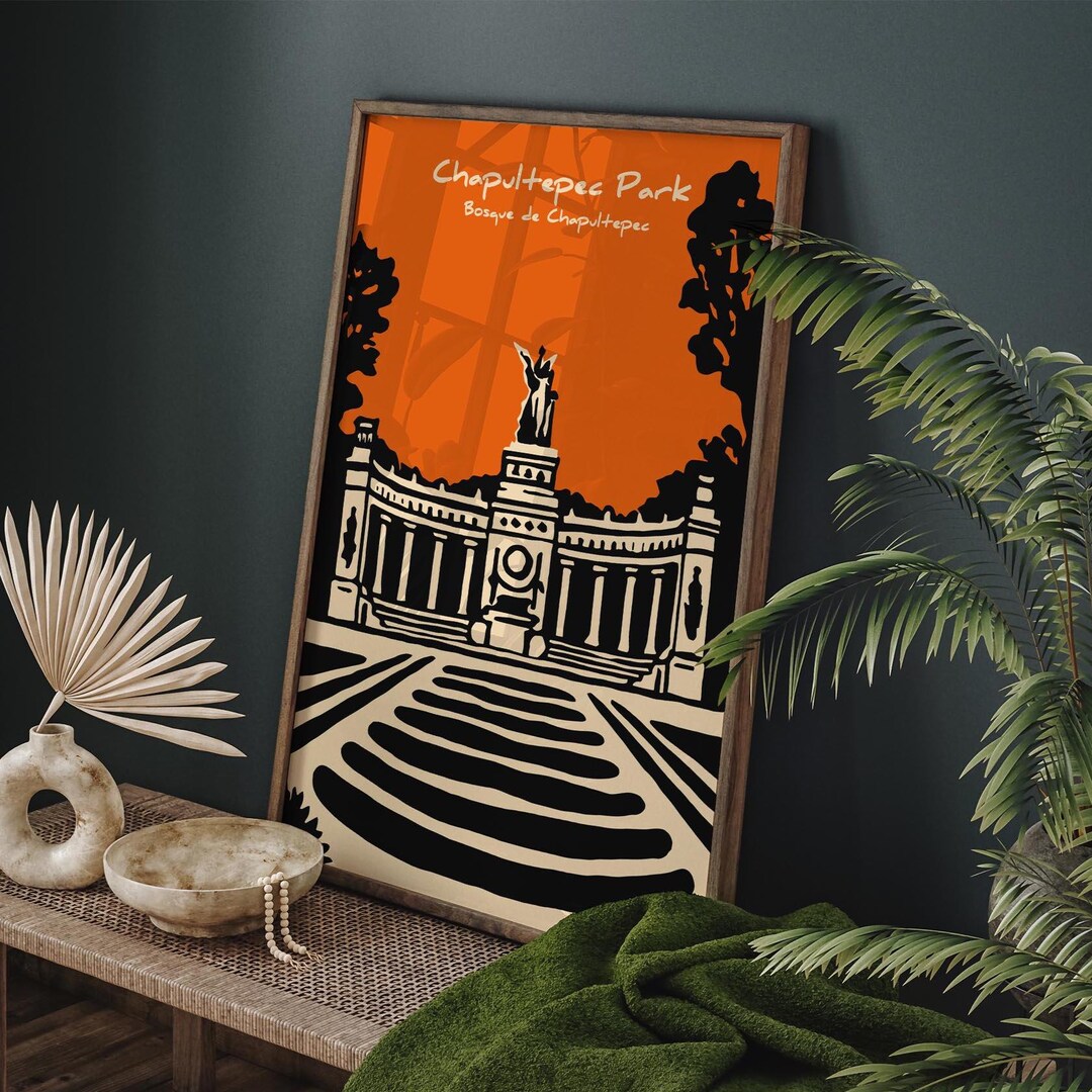 Orange Chapultepec Park Mexico Poster, Bosque De Chapultepec Art Print ...